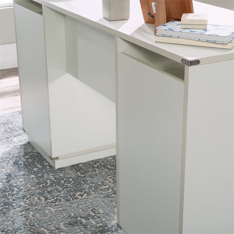 Sauder Vista Key Engineered Wood Executive Desk in Pearl Oak/Blaze ...