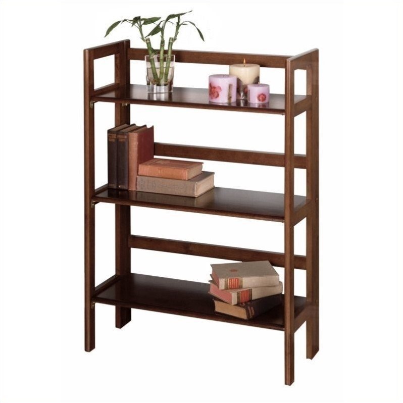 Winsome 3-Tier Folding Shelf in Antique Walnut | Homesquare Winsome 3-Tier Folding Shelf in Antique Walnut | Homesquare