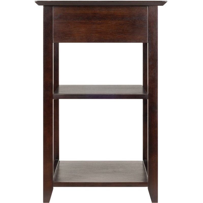winsome burke 2 shelf transitional solid wood printer stand in coffee ...