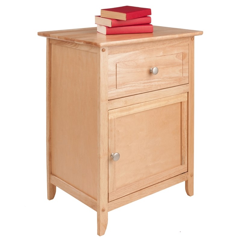Winsome Night Stand with Cabinet and Drawer in Natural Finish | Homesquare