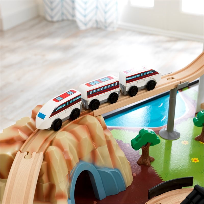 Kidkraft 85 Piece Pacific Railway Wooden Plastic Train Table Set ...
