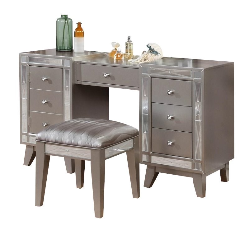 Coaster Leighton 2 Piece Bedroom Vanity Set in Metallic Mercury ...