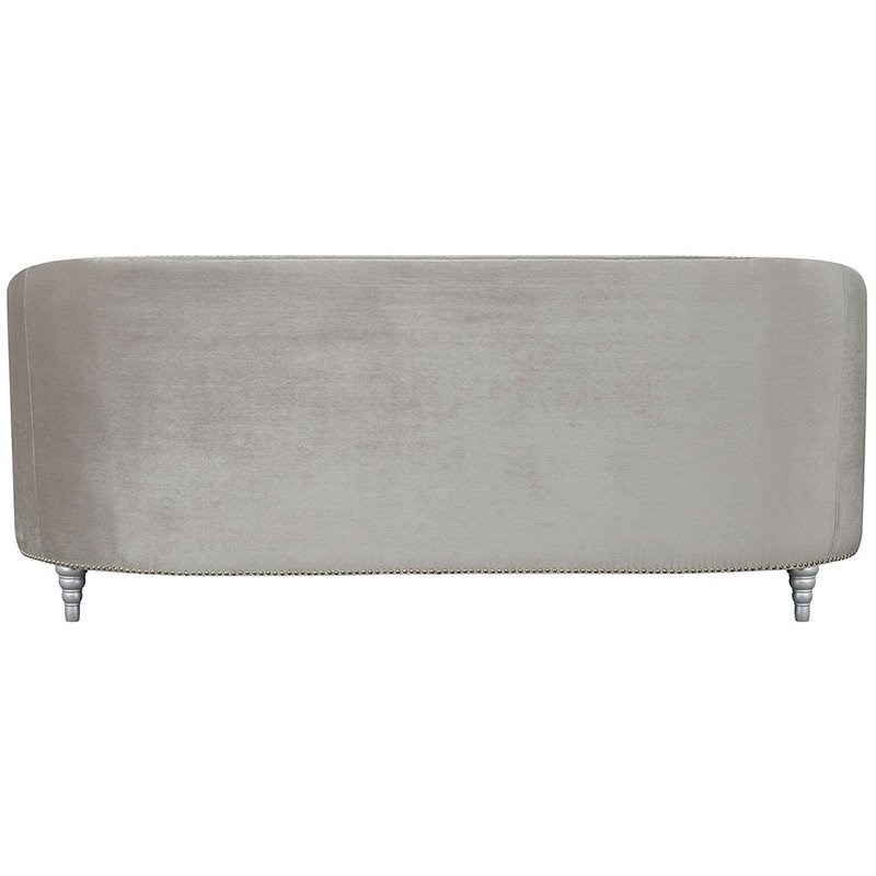 coaster avonlea 2 piece velvet tufted sofa set in gray and silver ...