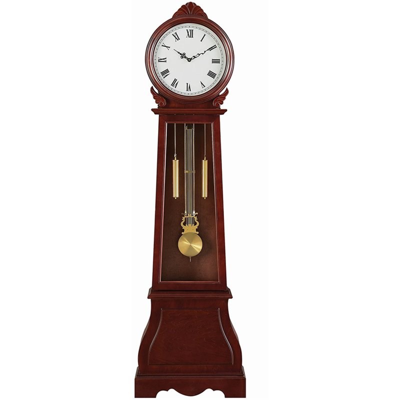 Coaster Grandfather Clock with Chime in Reddish Brown | Homesquare