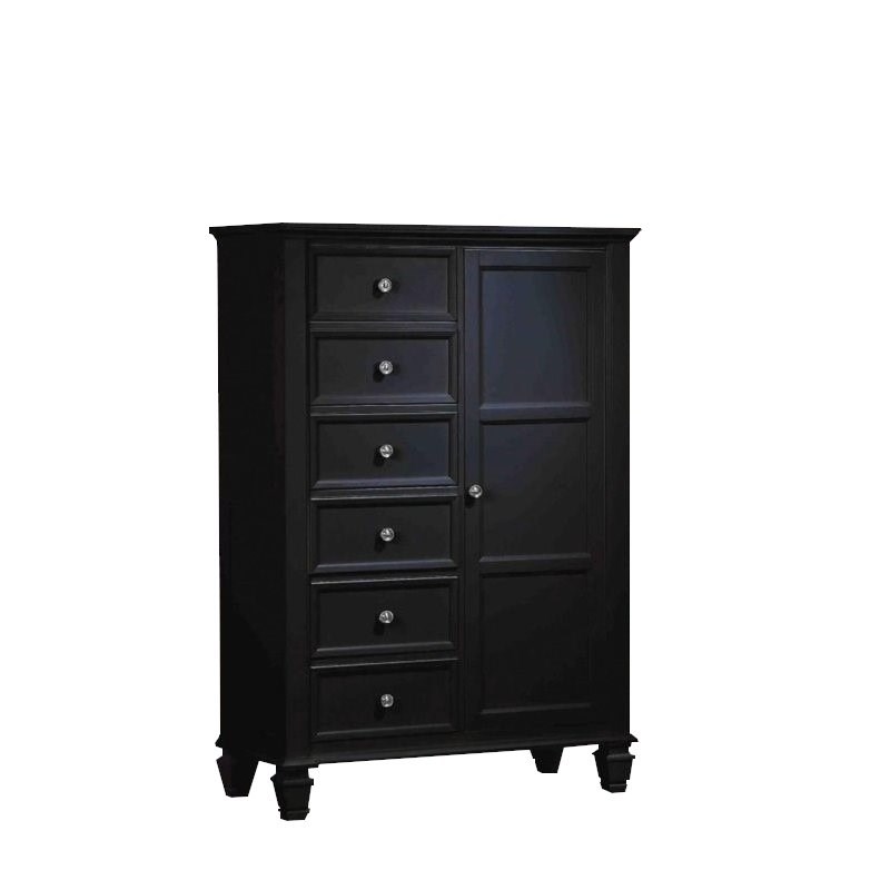 coaster sandy beach 6 drawer gentleman's chest in black and silver - 201328