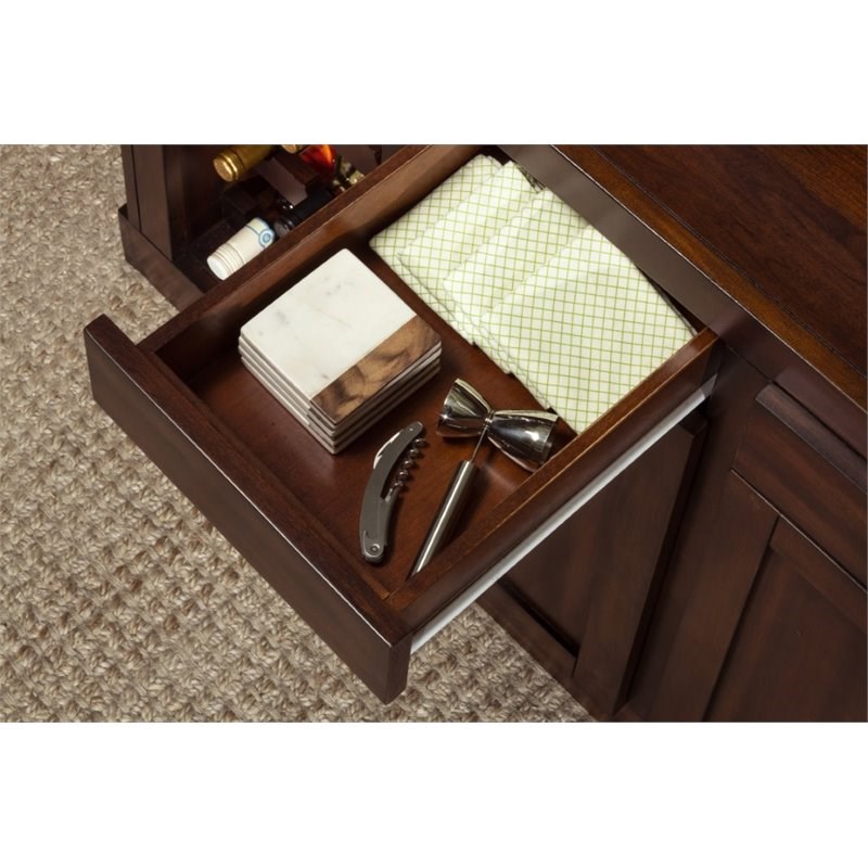 hillsdale classic l shaped home bar in brown cherry - 64028xbche