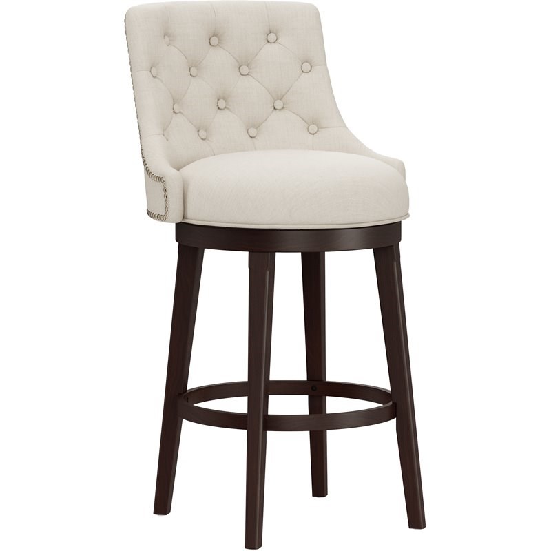 Hillsdale Halbrooke 30" Tufted Swivel Bar Stool in Cream | Homesquare