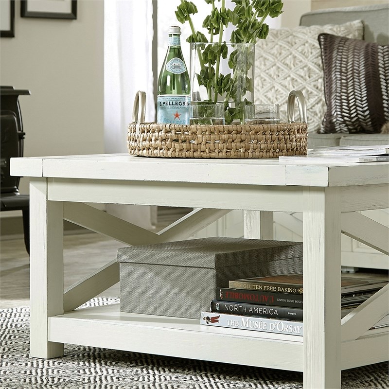 Homestyles Seaside Lodge Wood Coffee Table in Off White | Homesquare